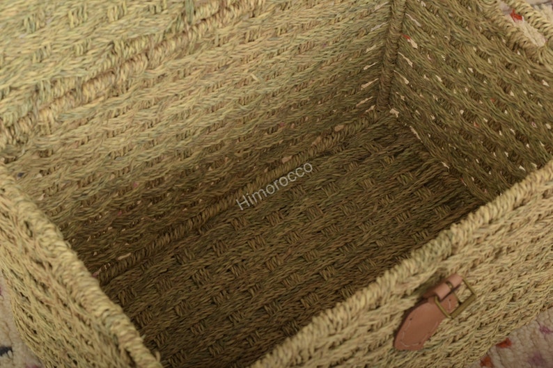 Boho Storage Trunk , Bio Palm Leaf Storage Chest , Moroccan Straw ...