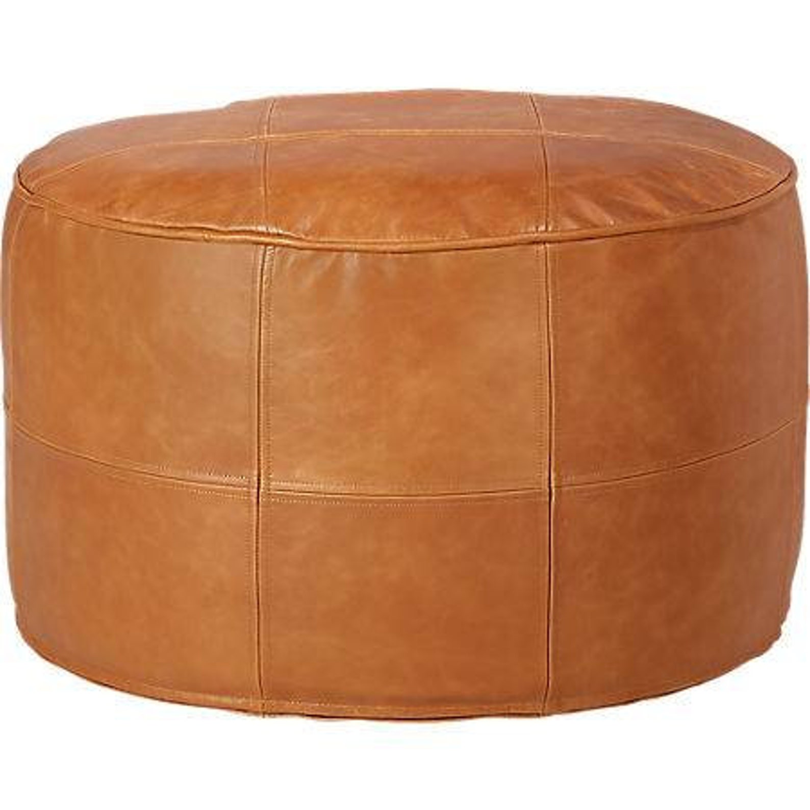 Moroccan Round Leather Pouf Cover Handmade Round Leather - Etsy