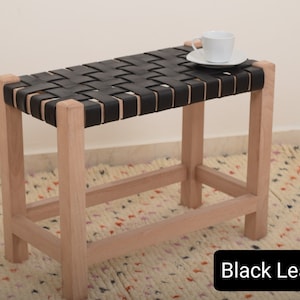 Leather Strap Bench Suitable for Balcony, Entryway , Leather Woven ...