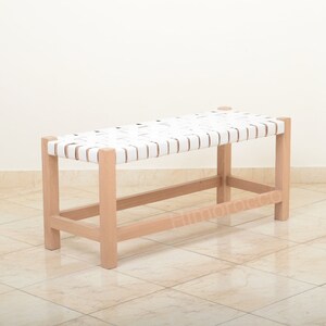 Leather Strap Bench Suitable for Balcony, Entryway , Leather Woven ...