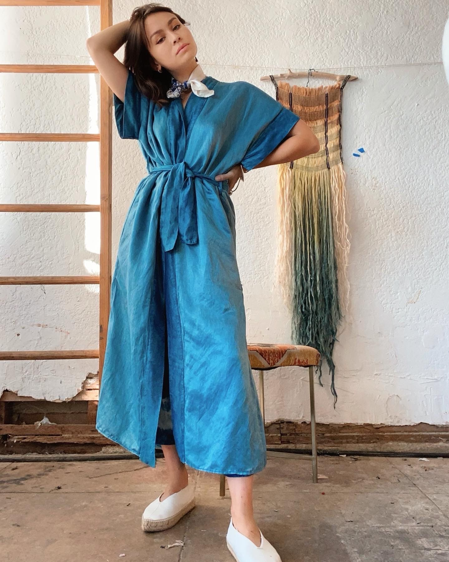 Hemp Silk Indigo Dyed Robe Dress - Etsy