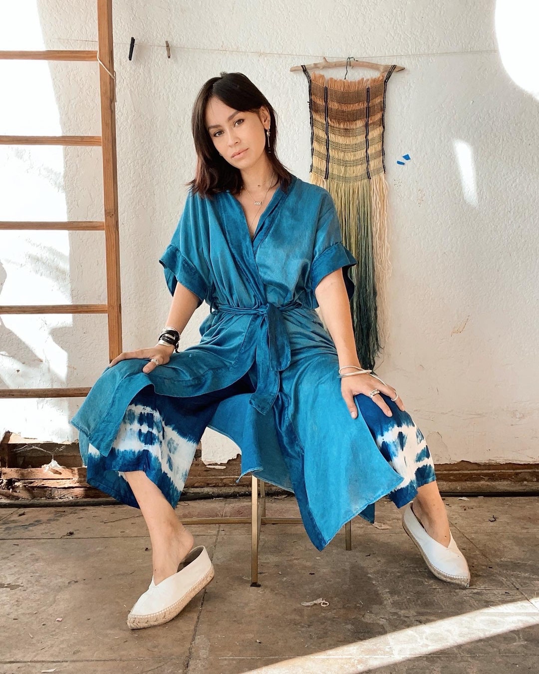 Hemp Silk Indigo Dyed Robe Dress - Etsy