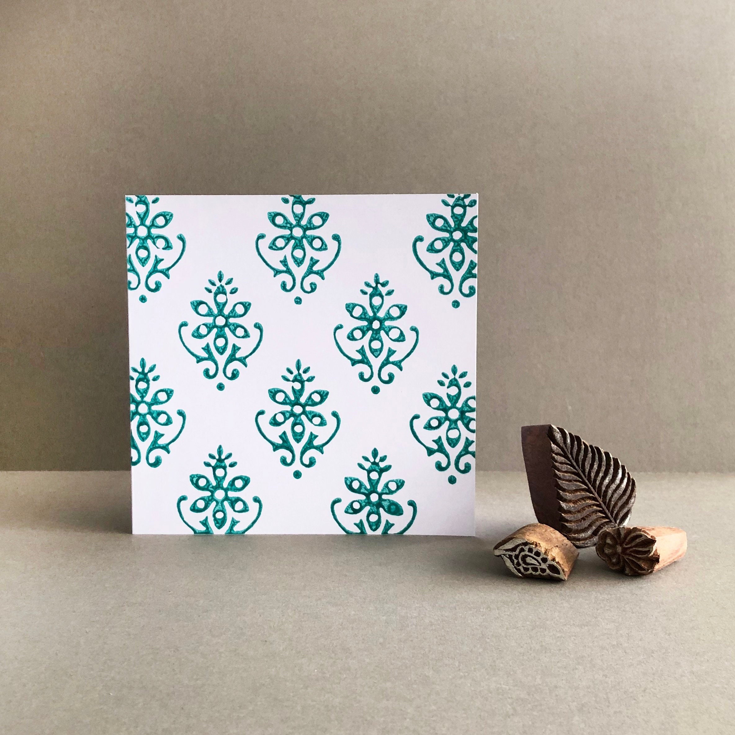 Hand Printed Card Using Vintage Indian Print Blocks in Crisp - Etsy