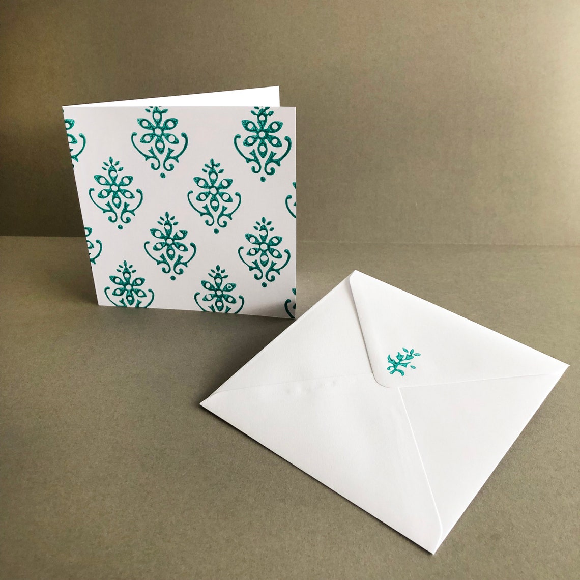 Hand Printed Card Using Vintage Indian Print Blocks in Crisp - Etsy