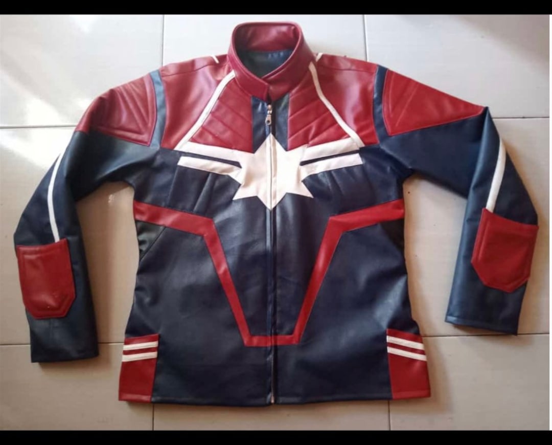 Captain Marvel Jacket Leather Superhero - Etsy
