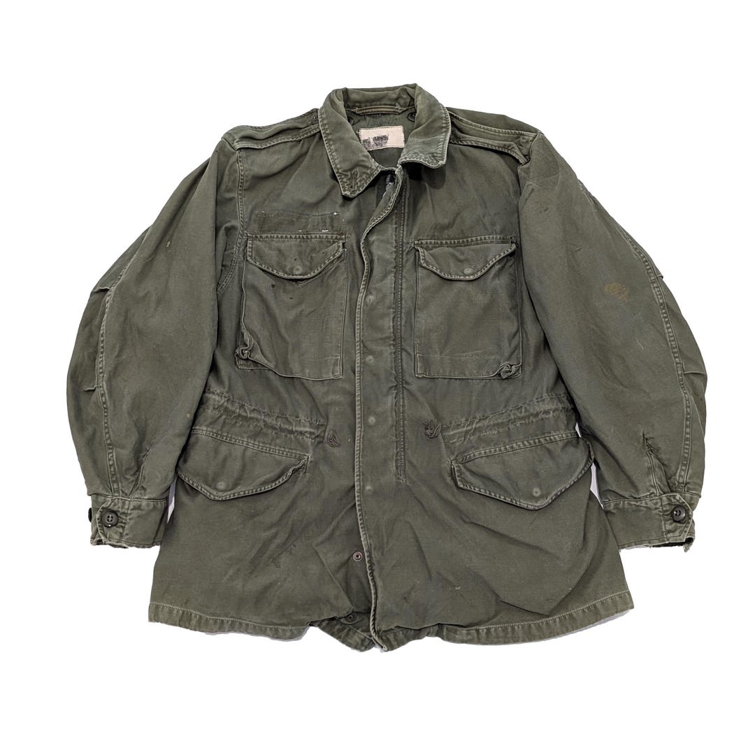 Vintage 50s US Army M-51 OG Olive Green Field Jacket Crown Zipper USA ...