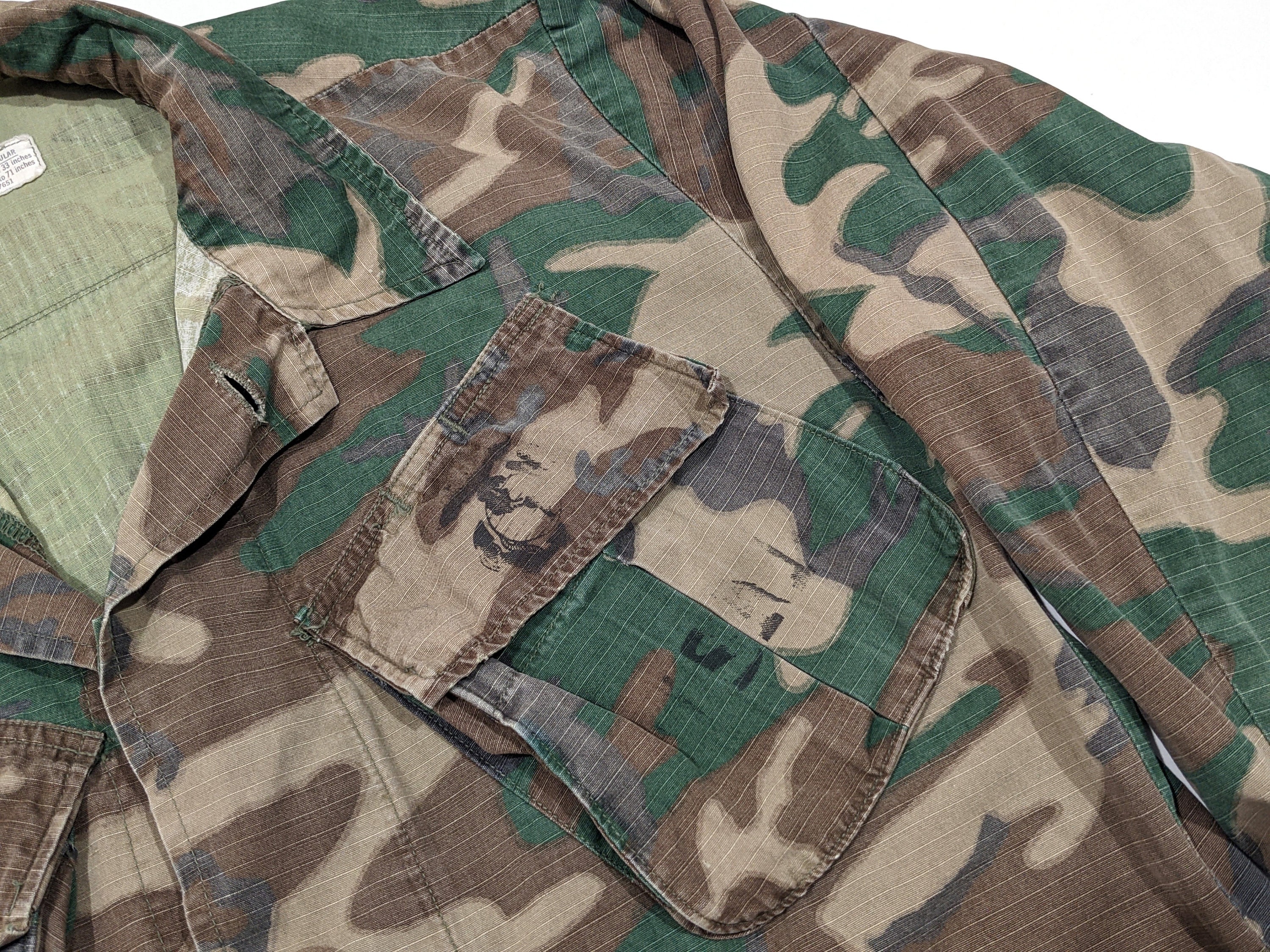 US Army Vintage Vietnam War Era Jungle Jacket Coat Man's ERDL Camo Rip ...
