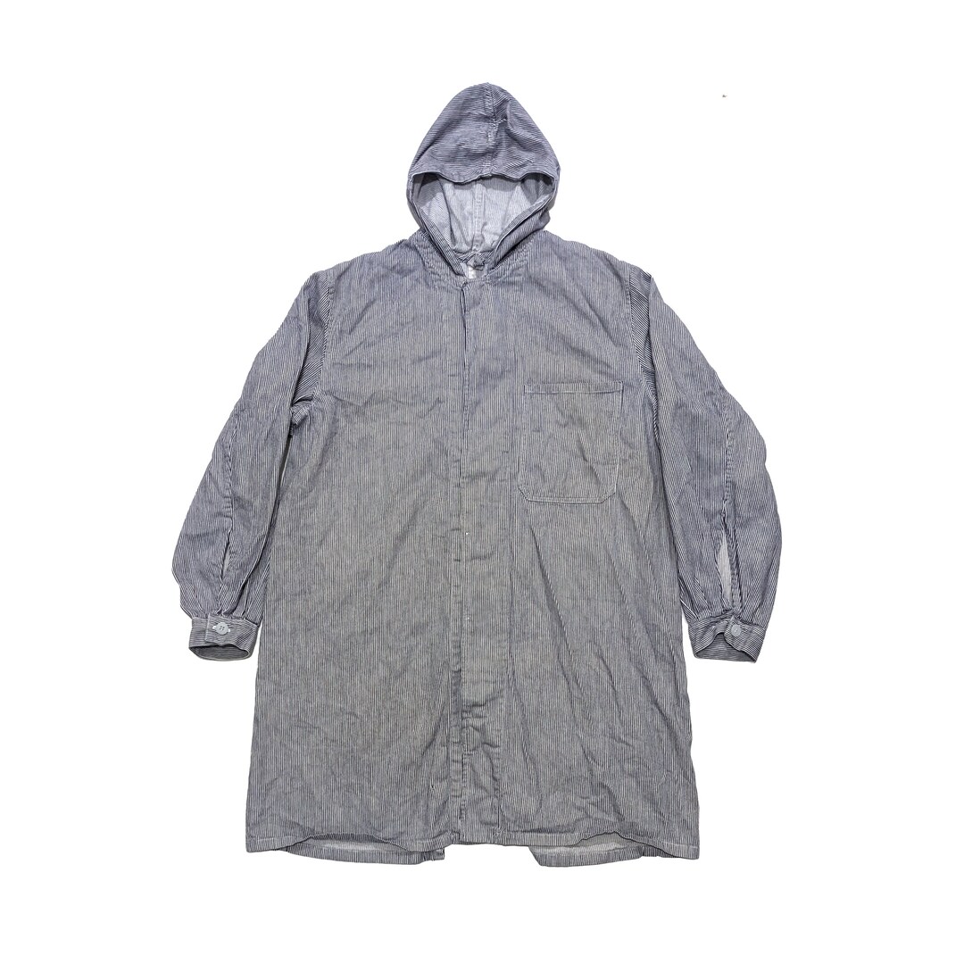 Vintage Striped Work Chore Coat Smock With Hood European Workwear - Etsy