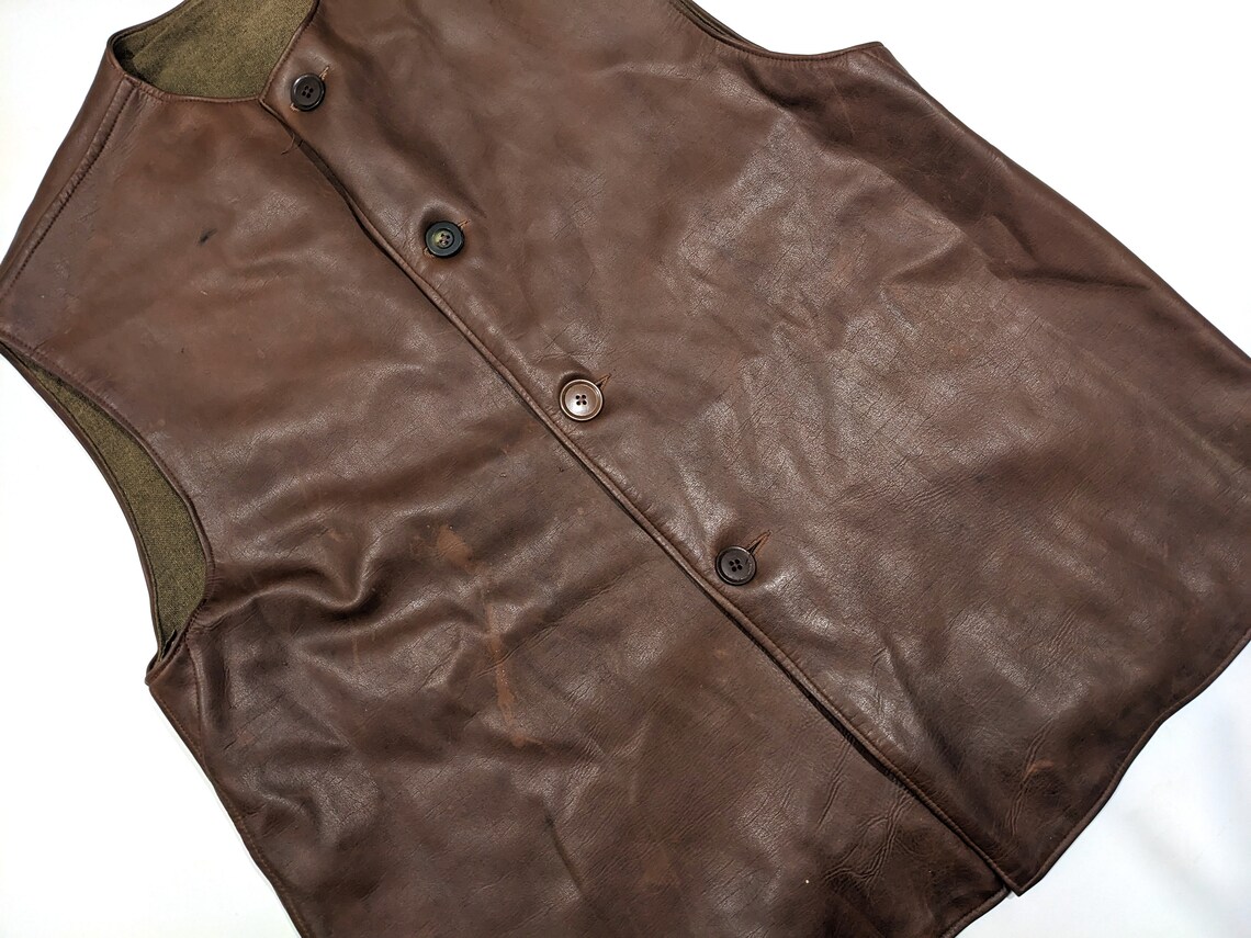 Vintage Post WW2 Jerkins Leather British Royal Army Vest Made in ...