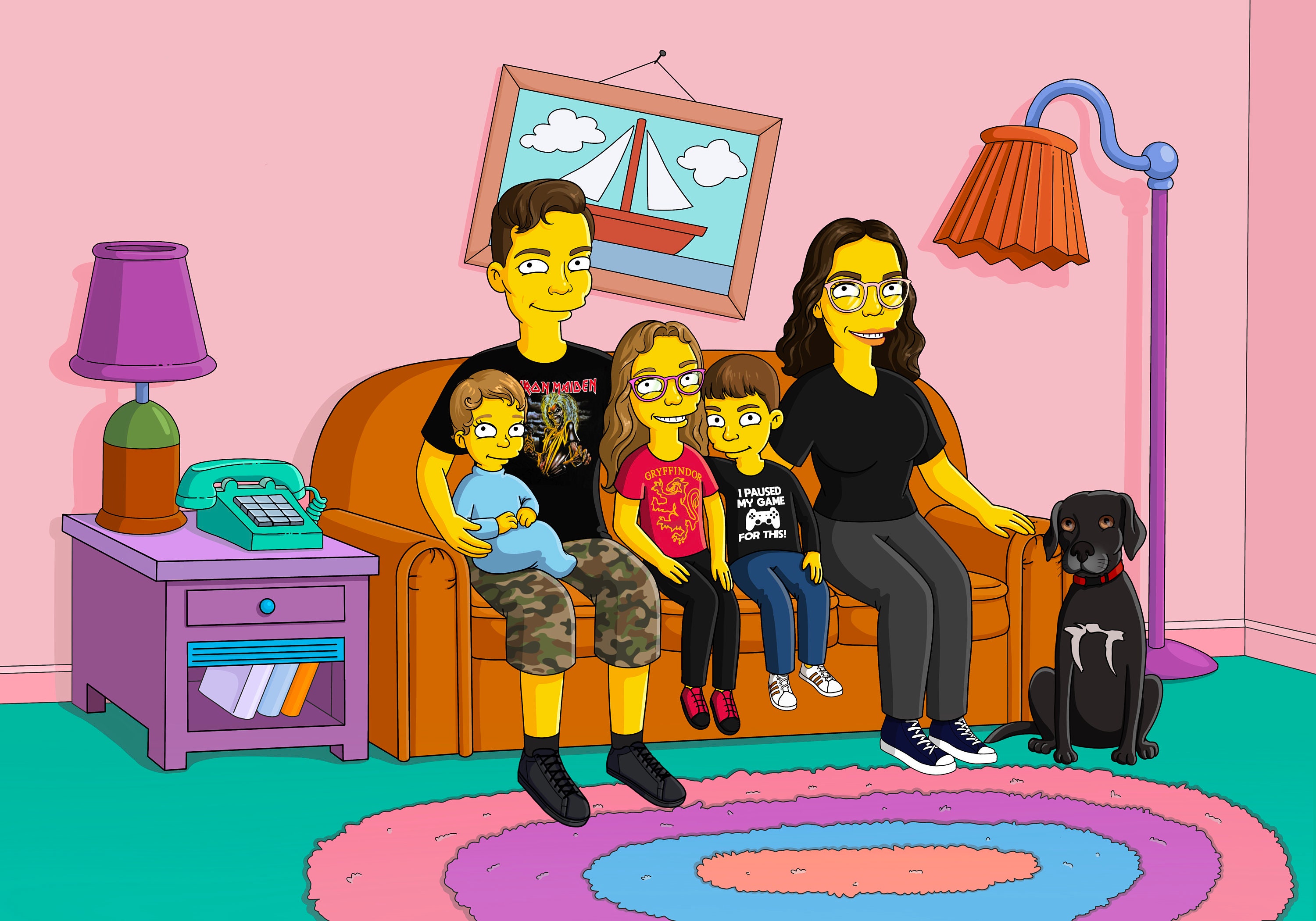 Simpsons Portrait. Family Portrait From Photo. Father's Day. Best Gift ...