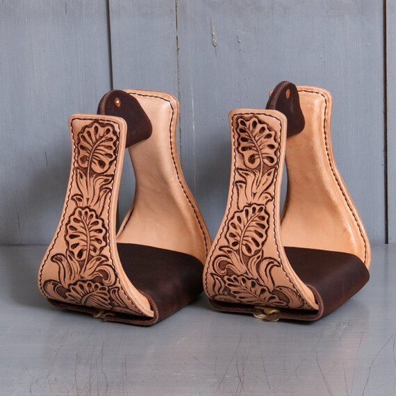Luxury Handmade Tooled Real Wooden Western Stirrups 4 - Etsy Canada