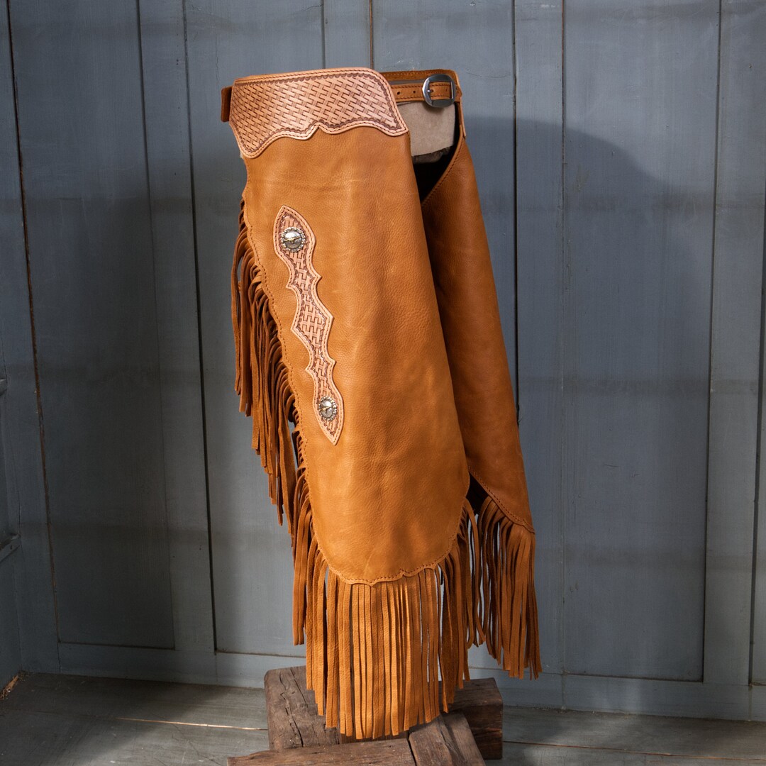 Made-to-order Handmade Leather Chinks With Fringes - Etsy