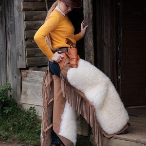 Custom Leather Batwing Chaps – Handmade With Fringes & Fur, Western ...