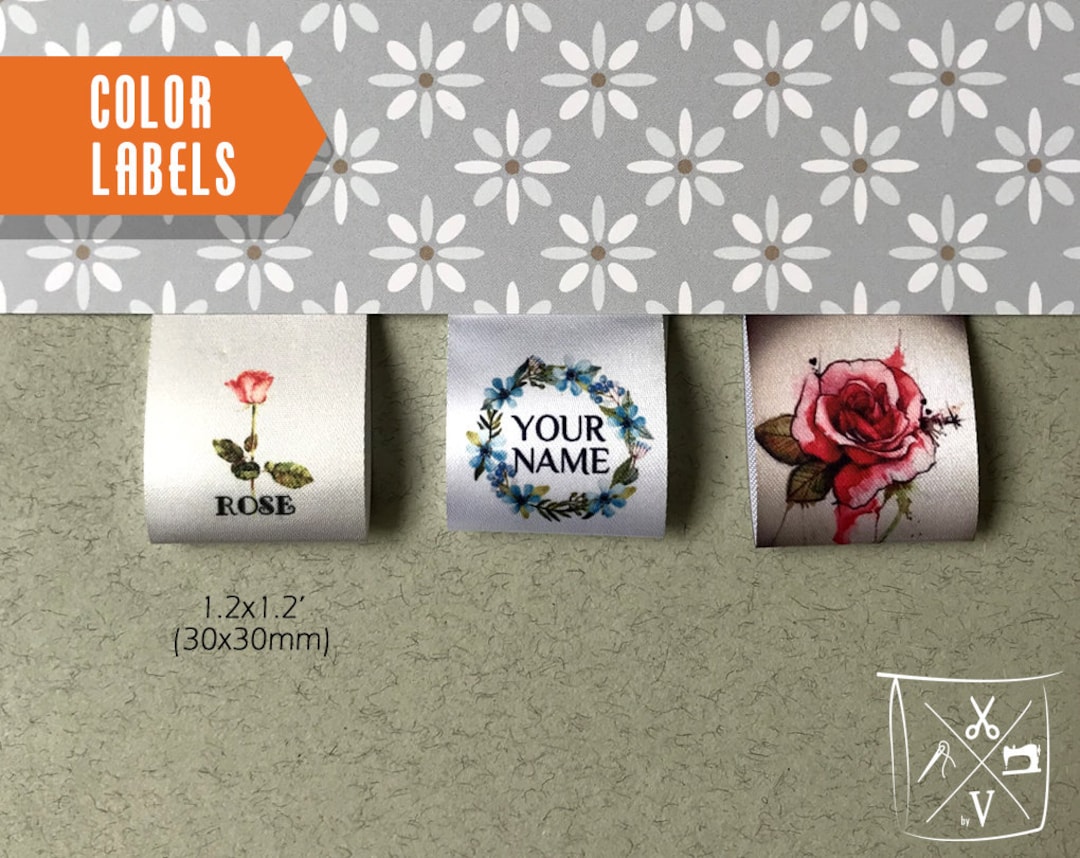 Custom Full Color Label Fold Over Satin Label Custom Design Brand Label ...