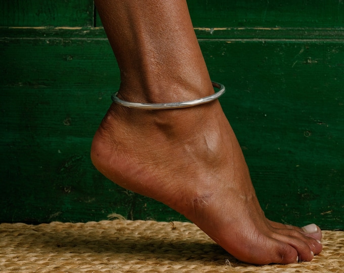 925 Sterling Silver Feet Ankle Bangle Oxidize Silver Flexible Feet ...