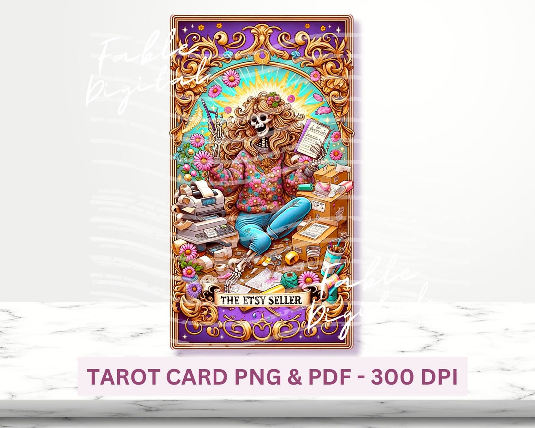 The Etsy Seller Tarot Card PNG, Humorous Swearing Skeleton Sublimation ...