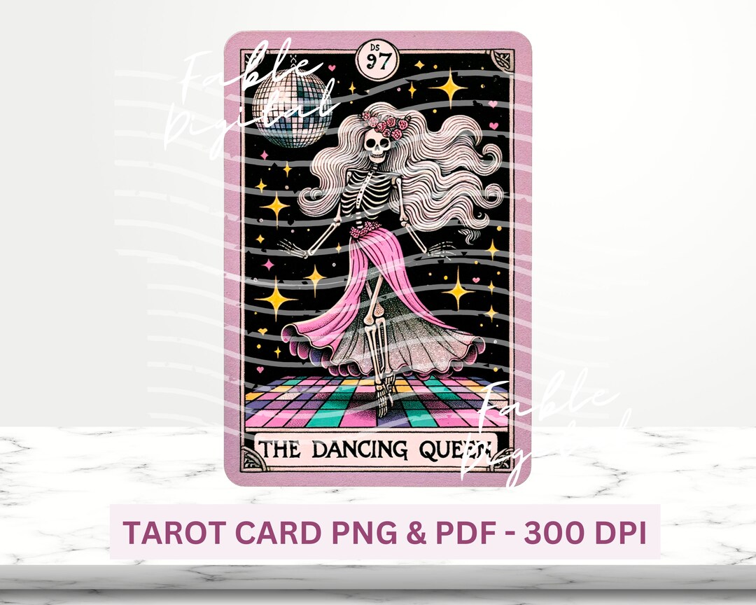 The Dancing Queen Tarot Card PNG, Funny Skeleton Sublimation Graphic ...