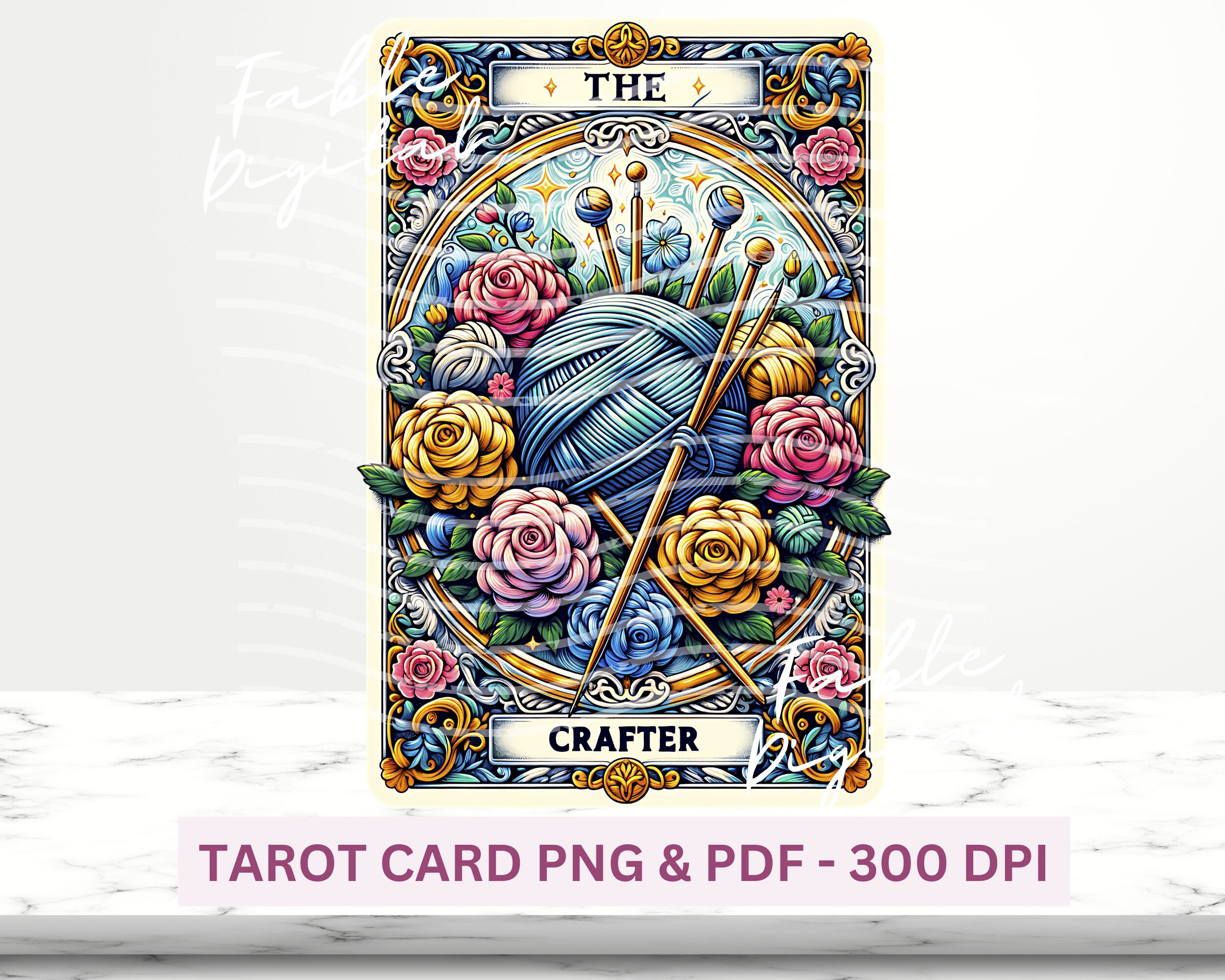 The Crafter Tarot Card PNG, the Knitting Tarot Card Sublimation Graphic, Knitting Inspired T ...