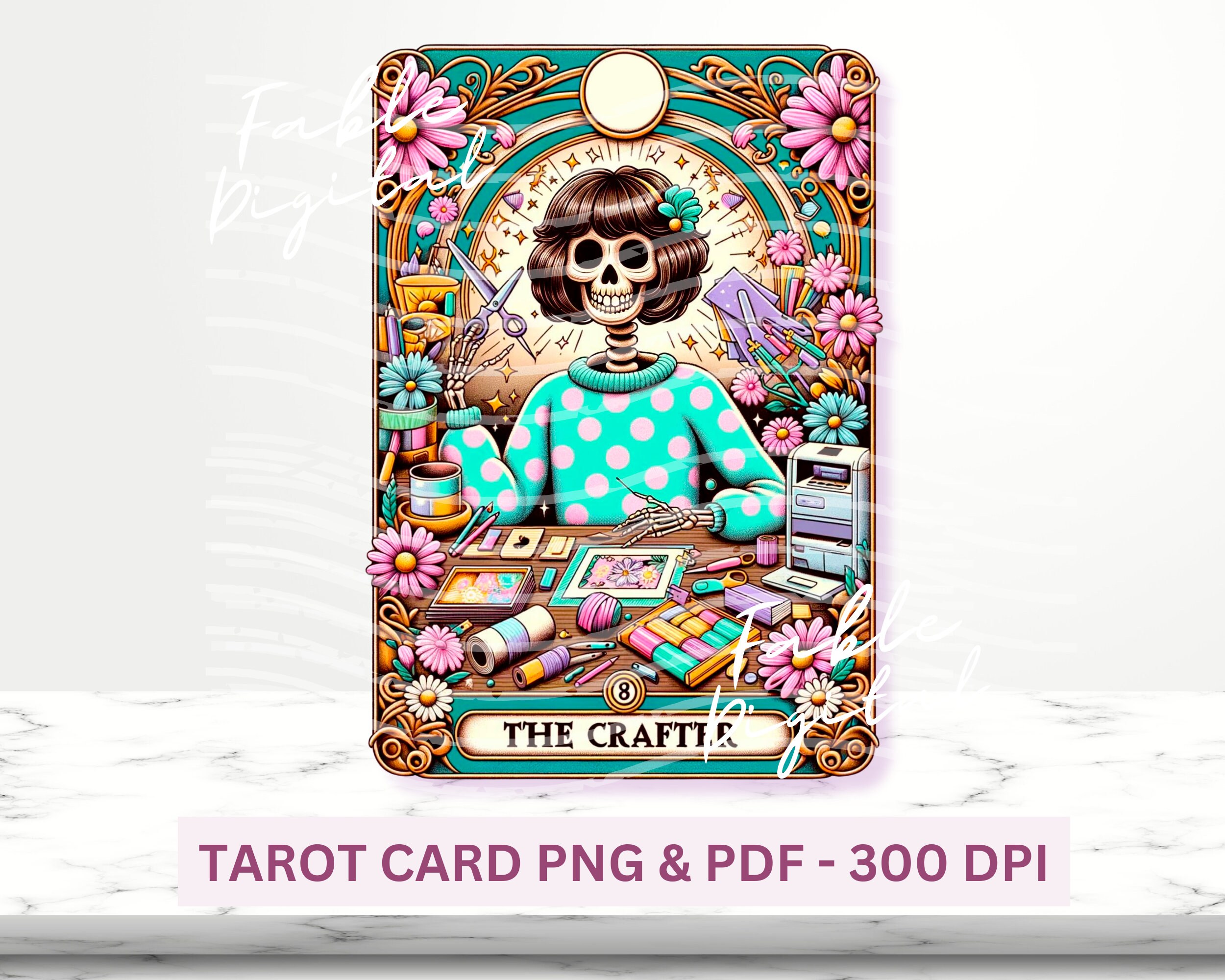 The Crafter Tarot Card PNG, Humorous Swearing Skeleton Sublimation ...