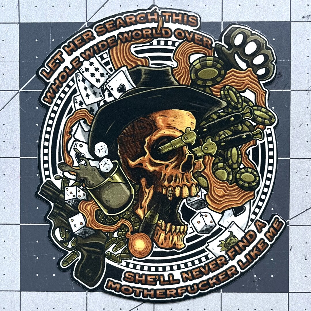 Skull Gambler Vinyl Sticker - Etsy