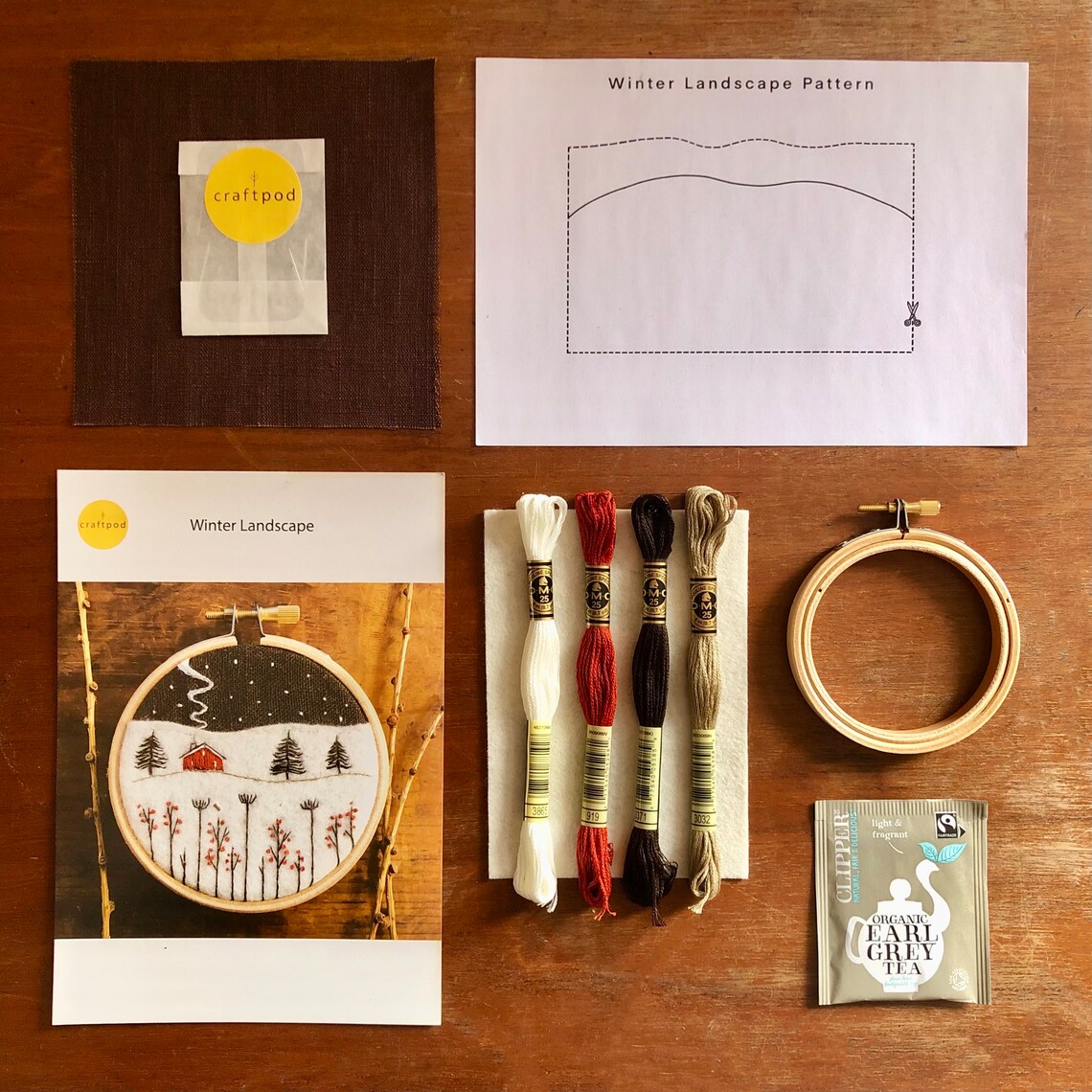Winter Cabin Landscape Embroidery Kit: Appliqué & DMC Threads - Etsy Canada