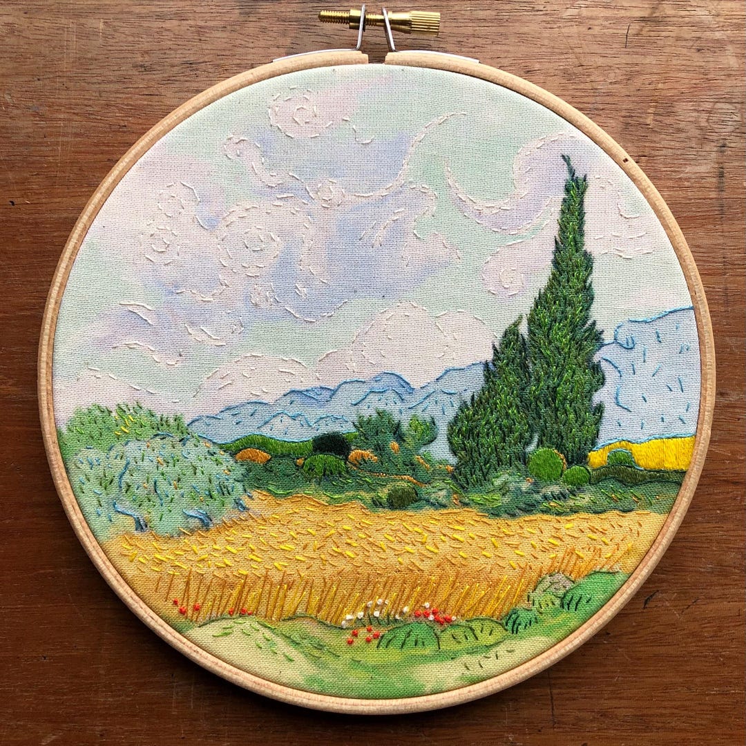 Vincent Van Gogh’s ‘A Wheatfield With Cypresses’ Embroidery Kit - Etsy