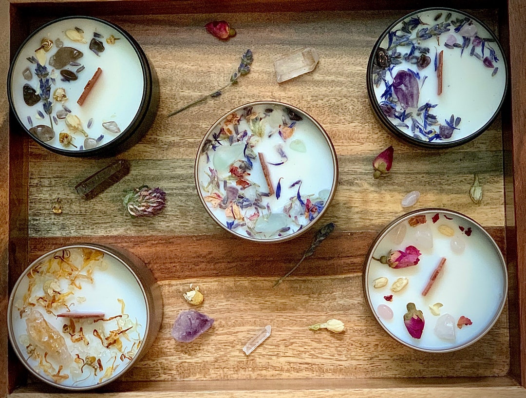 Healing Energy Crystal Candle Aromatherapy Soy Wax Grounding ...