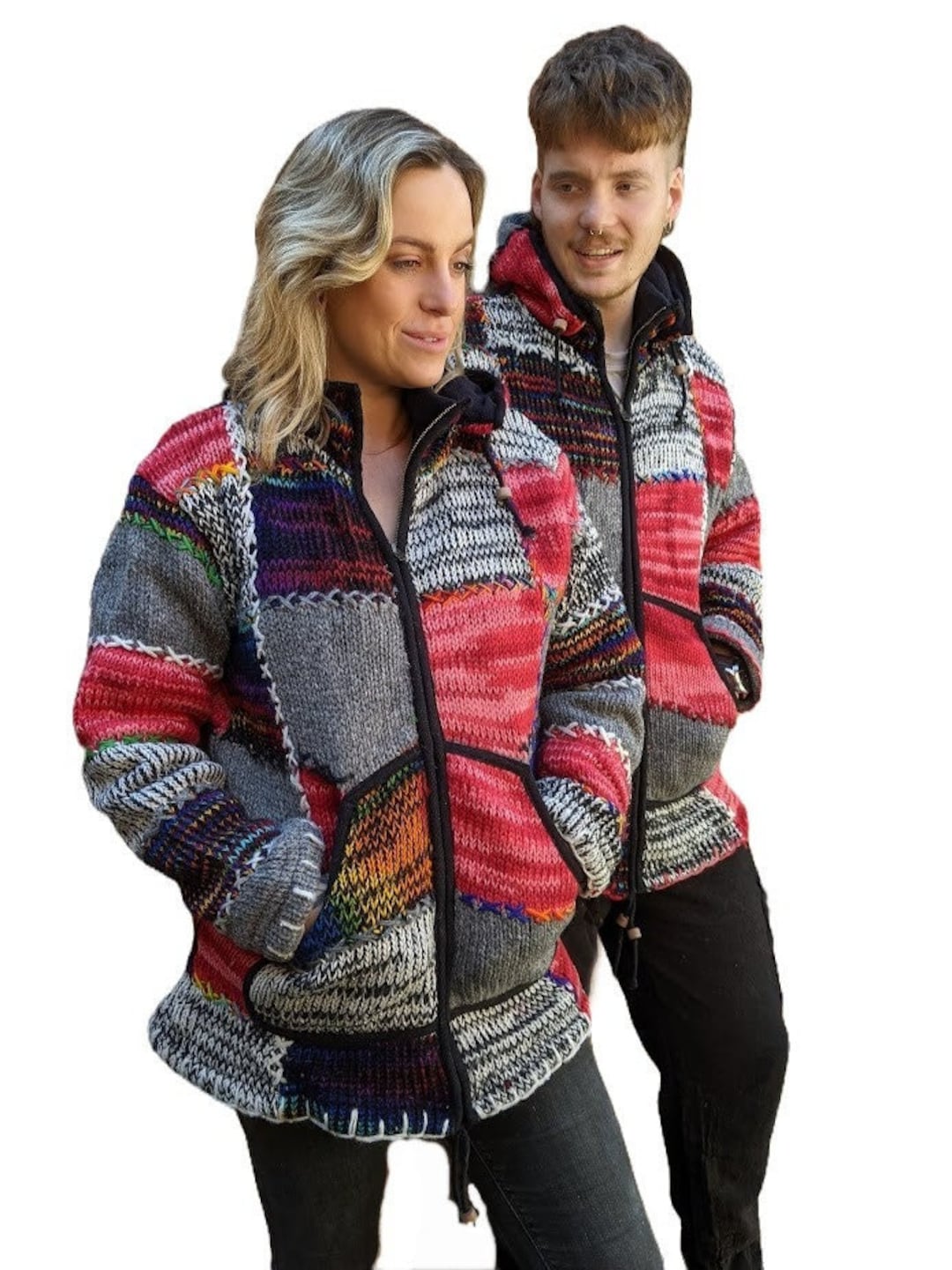 Fair Trade Unisex Patchwork Natural Wool Jacket Fleece Lined (in 3 ...