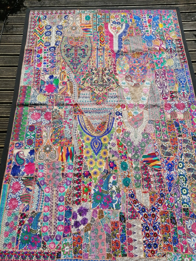 XXL Upcycled Vintage Barmeri Embroidery Mix Colours. - Etsy