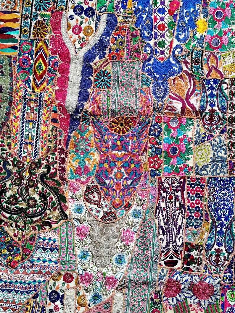 XXL Upcycled Vintage Barmeri Embroidery Mix Colours. - Etsy