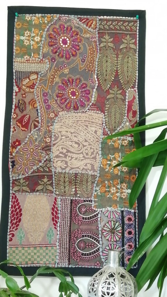 Small Grey Multi Upcycled Patchwork Embroidery | Etsy