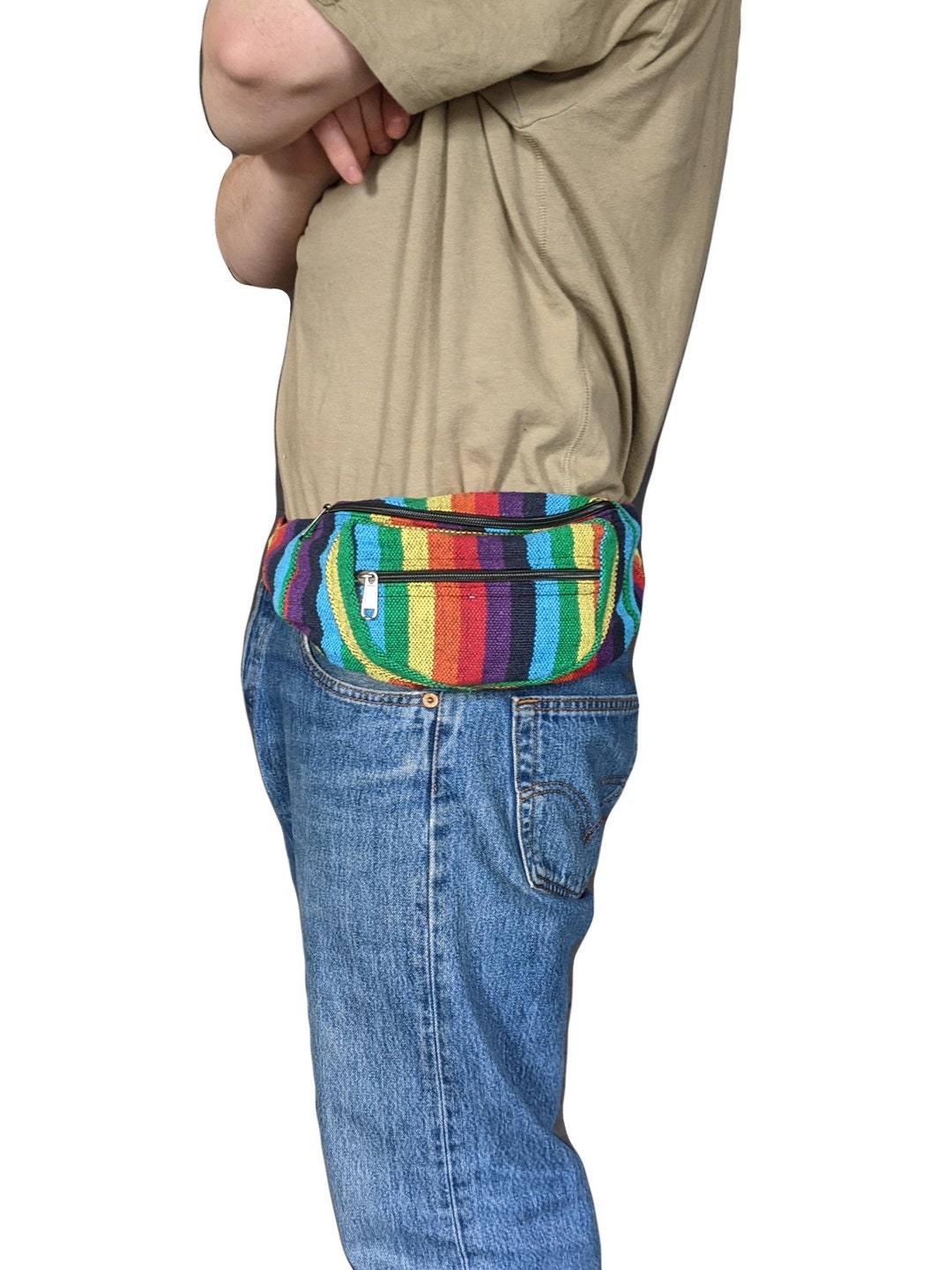 Rainbow Stripe Cotton Moneybelt/bumbag in 2 Styles and Sizes - Etsy