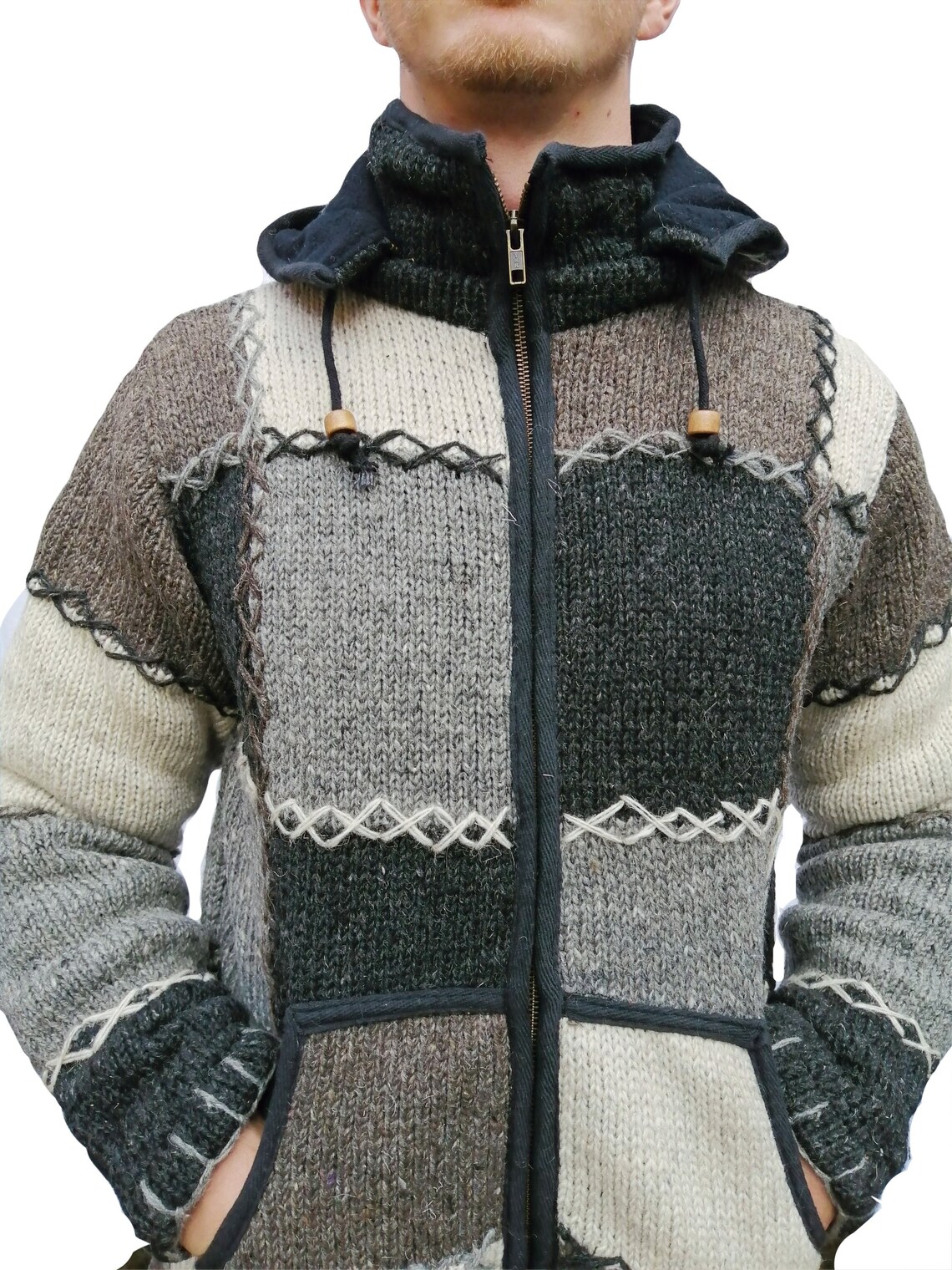 Fair Trade Unisex Patchwork Natural Wool Jacket Fleece Lined - Etsy UK