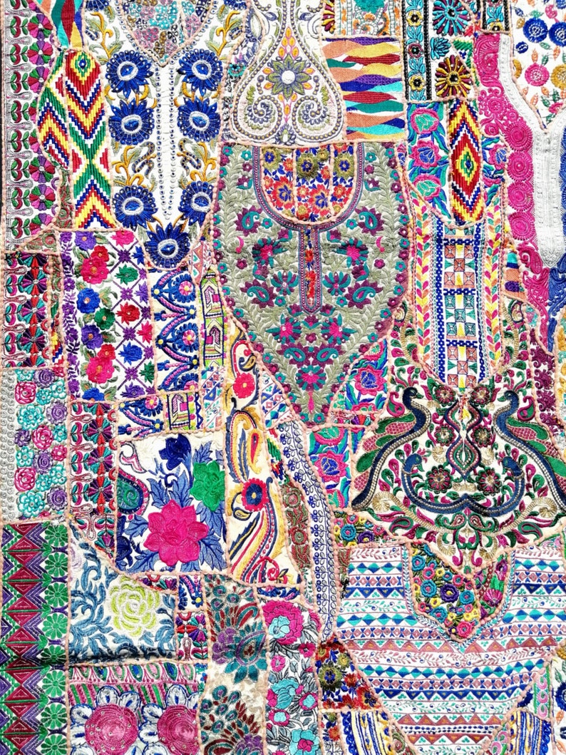 XXL Upcycled Vintage Barmeri Embroidery Mix Colours. - Etsy