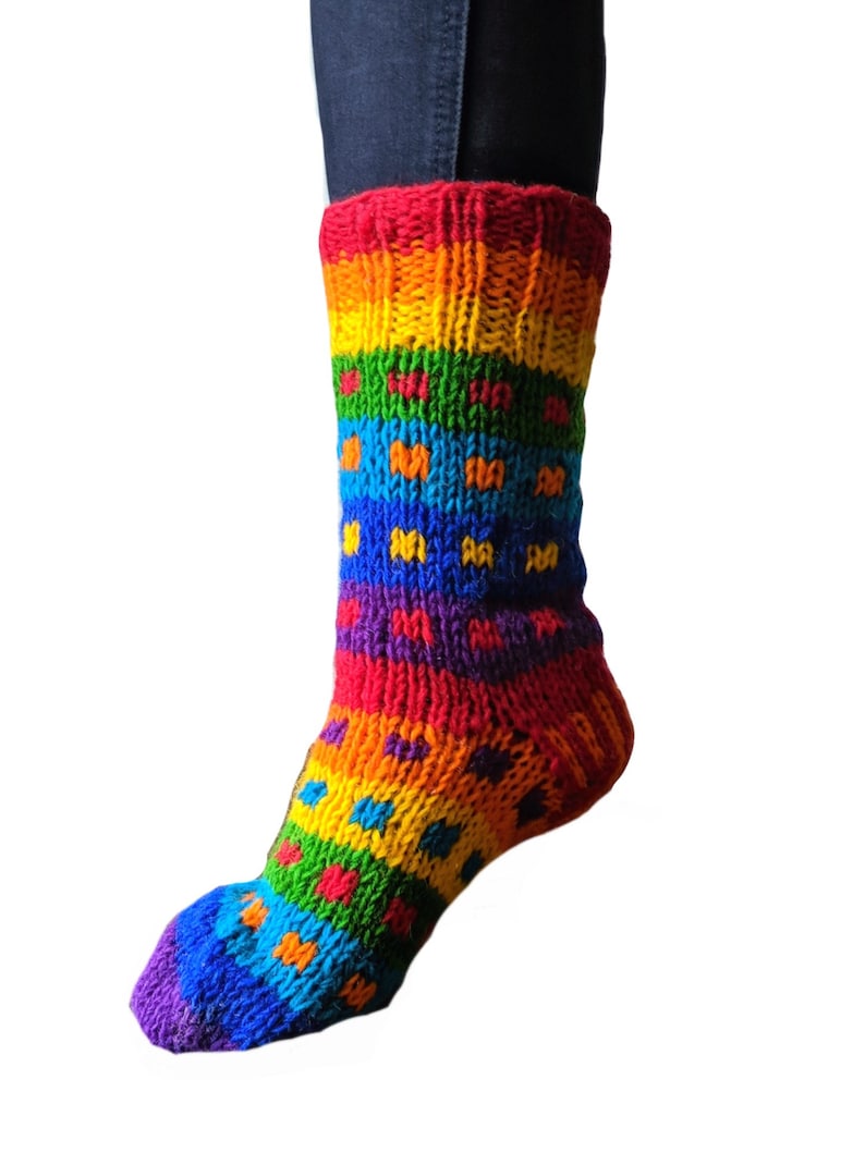 Fairtrade Rainbow Wool Socks in 2 Colours - Etsy