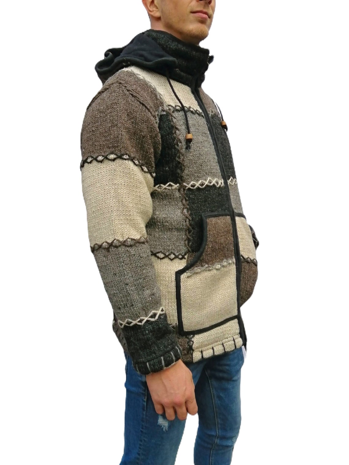 Fair Trade Unisex Patchwork Natural Wool Jacket Fleece Lined - Etsy UK