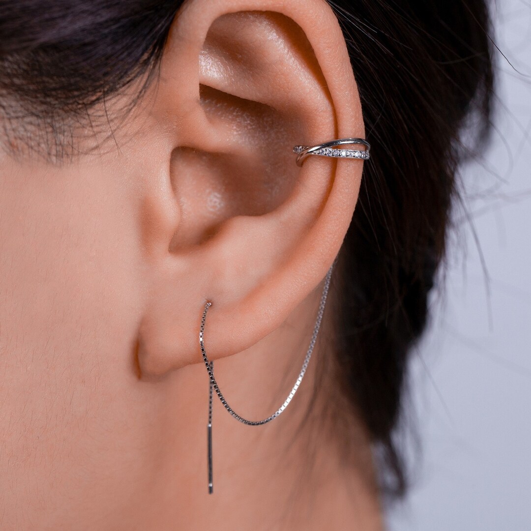 Plated Ear Cuff Chain Earrings S925 Ear Cuff Minimalist - Etsy UK