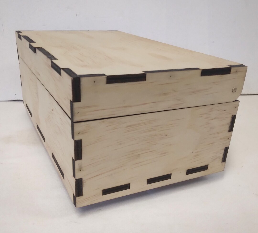 Laser Cut Unfinished Wood Craft Box With Pegged Hinge - Etsy
