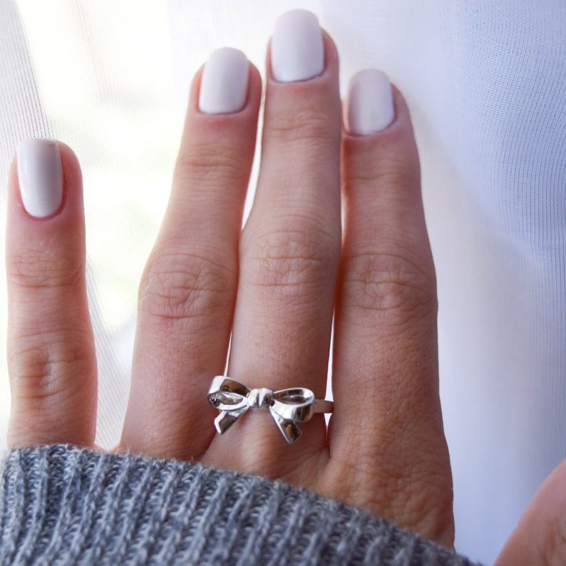 Silver Bow Ring Sterling Silver Bow Bow Ring Dainty Silver - Etsy