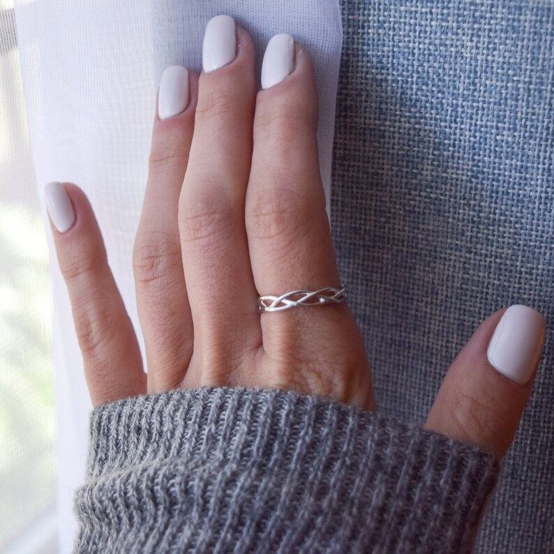 Silver Braided Ring Sterling Silver Woven Ring Top Gift for - Etsy