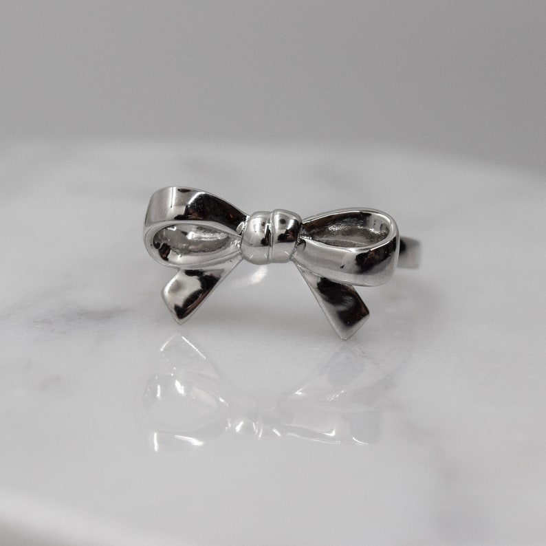 Silver Bow Ring Sterling Silver Bow Bow Ring Dainty Silver - Etsy