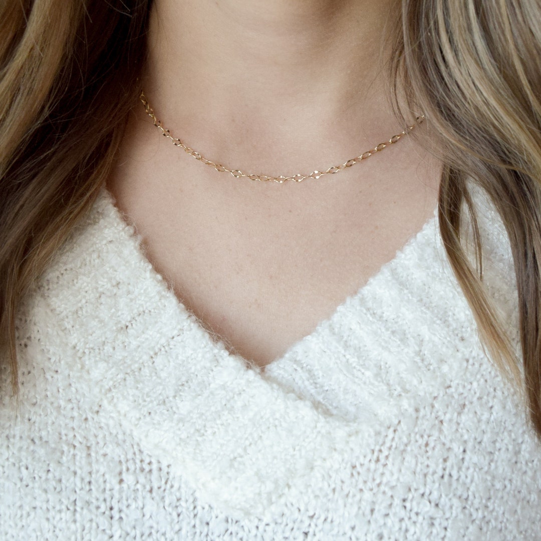 Gold Choker, Simple Gold Necklace, Minimalist Choker, Adjustable ...
