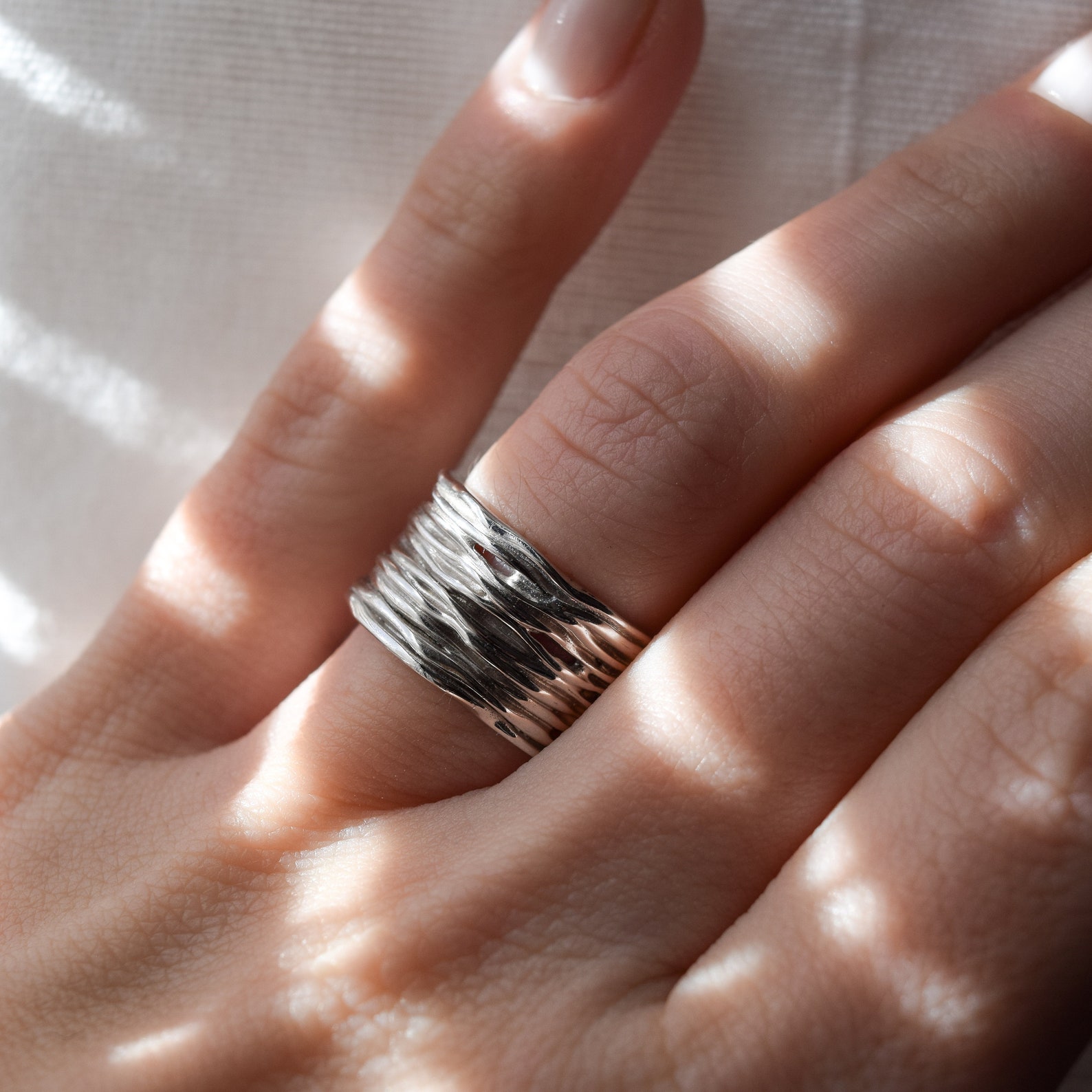 Woven Textured Ring, Intertwined Bands, Sterling Silver Hammered Ring ...