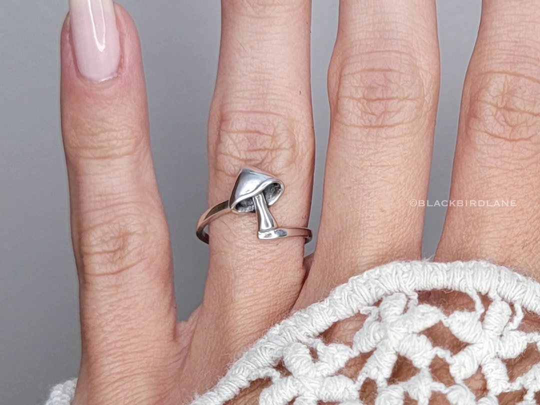 Silver Mushroom Ring, Sterling Silver Ring, Toadstool Ring, Mushroom ...