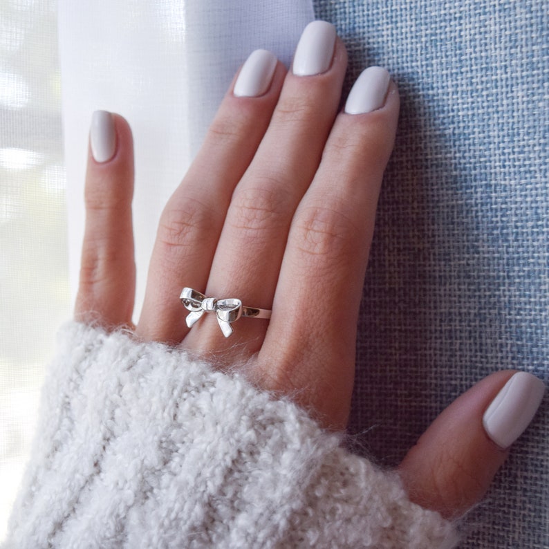 Silver Bow Ring Sterling Silver Bow Bow Ring Dainty Silver - Etsy