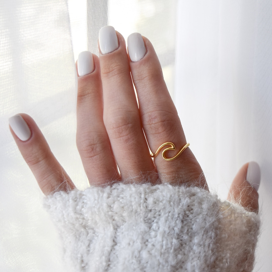 Ocean Wave Ring, Boho Ring, Gold Wave Ring, Stacking Ring, Ocean Wave ...