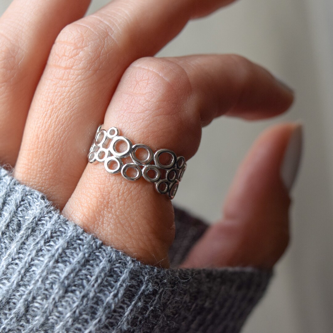 Open Circles Ring, Bubble Ring, Organic Circle Ring, Sterling Silver ...
