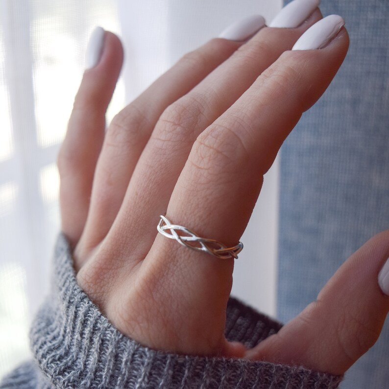 Silver Braided Ring Sterling Silver Woven Ring Top Gift for - Etsy