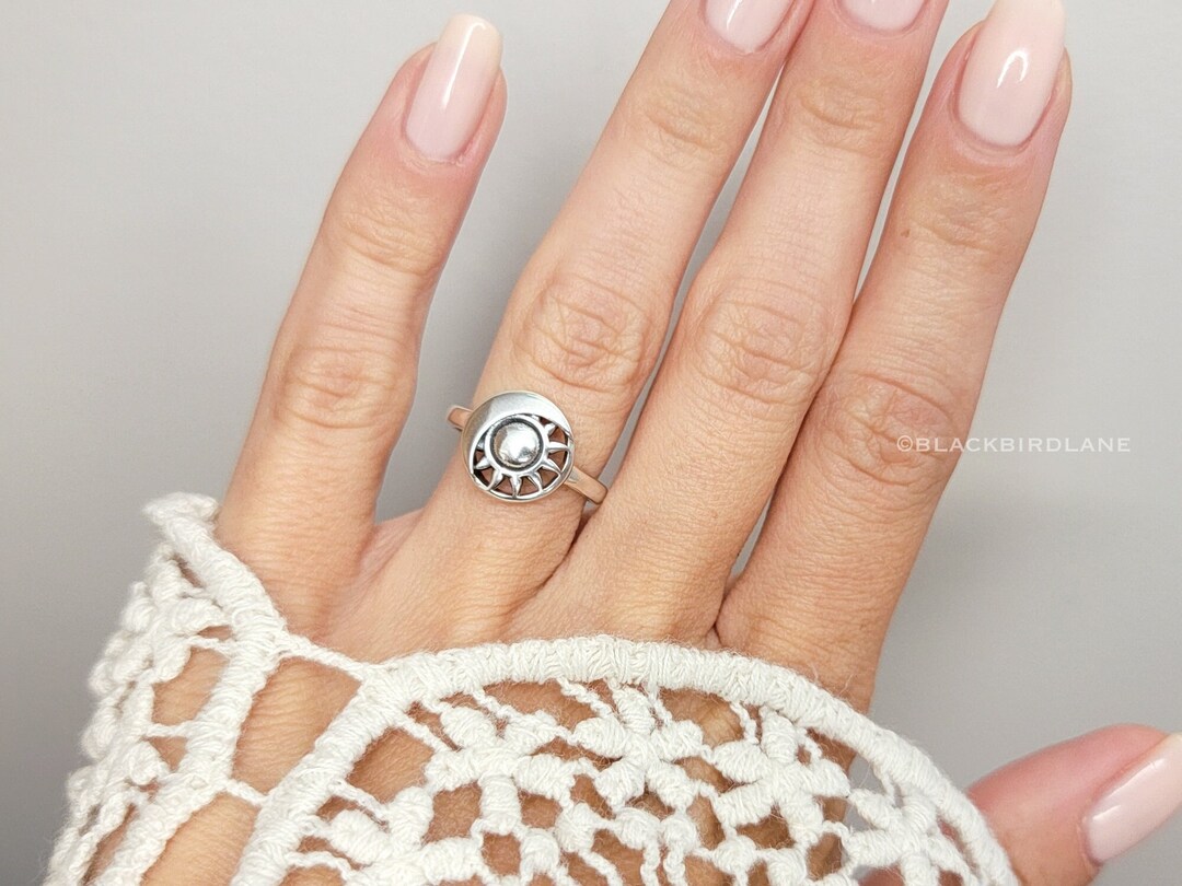 Moon and Sun Ring, Eclipse Ring, Sterling Silver Ring, Solar Eclipse ...