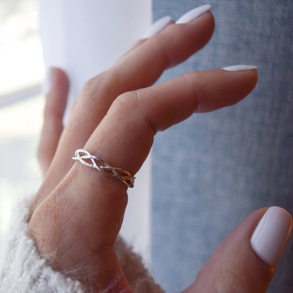 Silver Braided Ring - Etsy